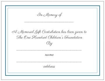 In Memory Tribute Card | The OHCF